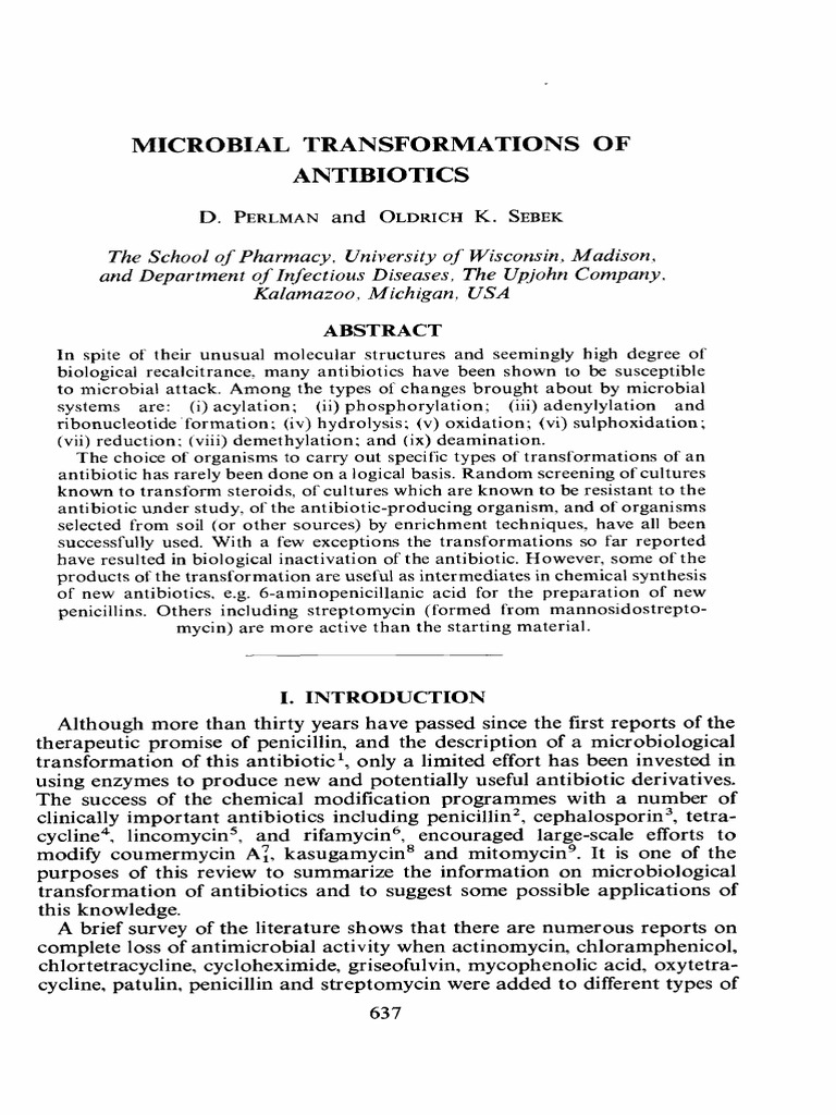 Microbial Transformation of Antibiotics | PDF | Biochemistry | Chemistry