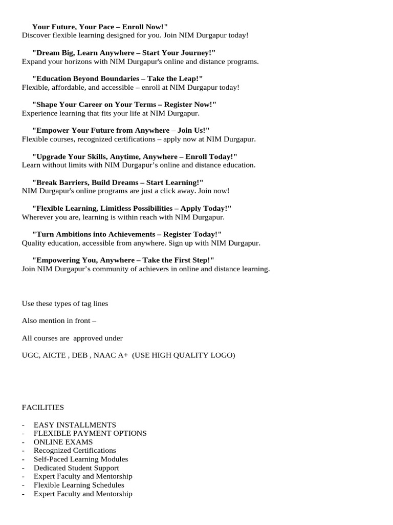 Online and Distance Learning Guidlines | PDF