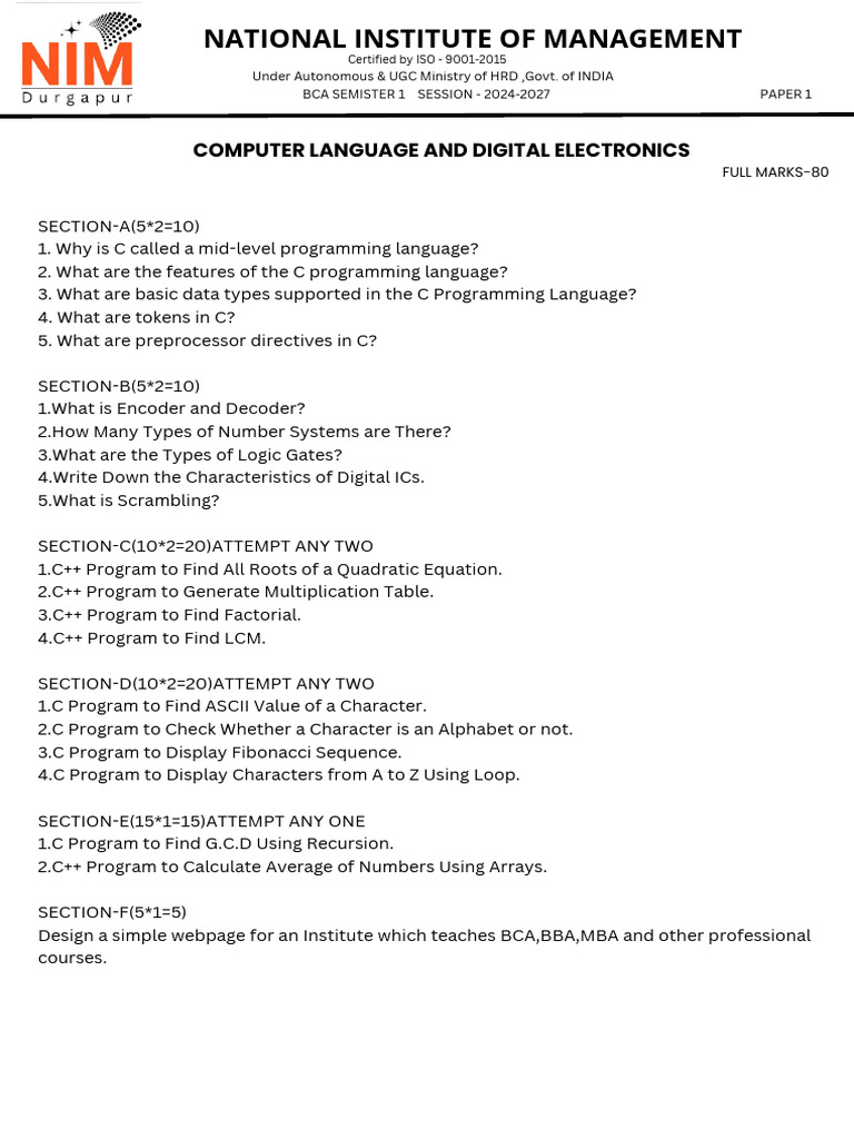 Puter Language & Digital Electronics .2. Database Management System ...