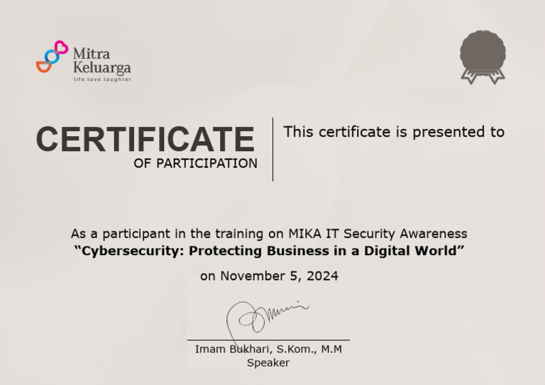 Sertifikat Security Awareness - Nama Lengkap | PDF