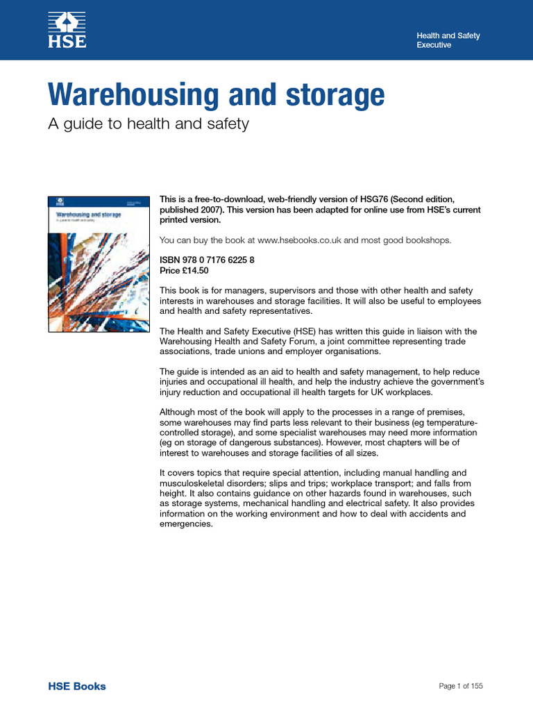 Warehousing and Storage A Guide To Health and Safety HSG76 | PDF ...