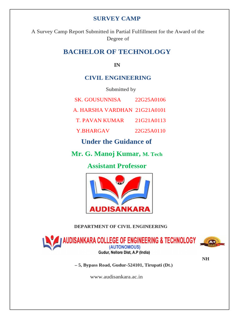 Survey Camp Front Pages For Batches Format | PDF | Academic Degree ...