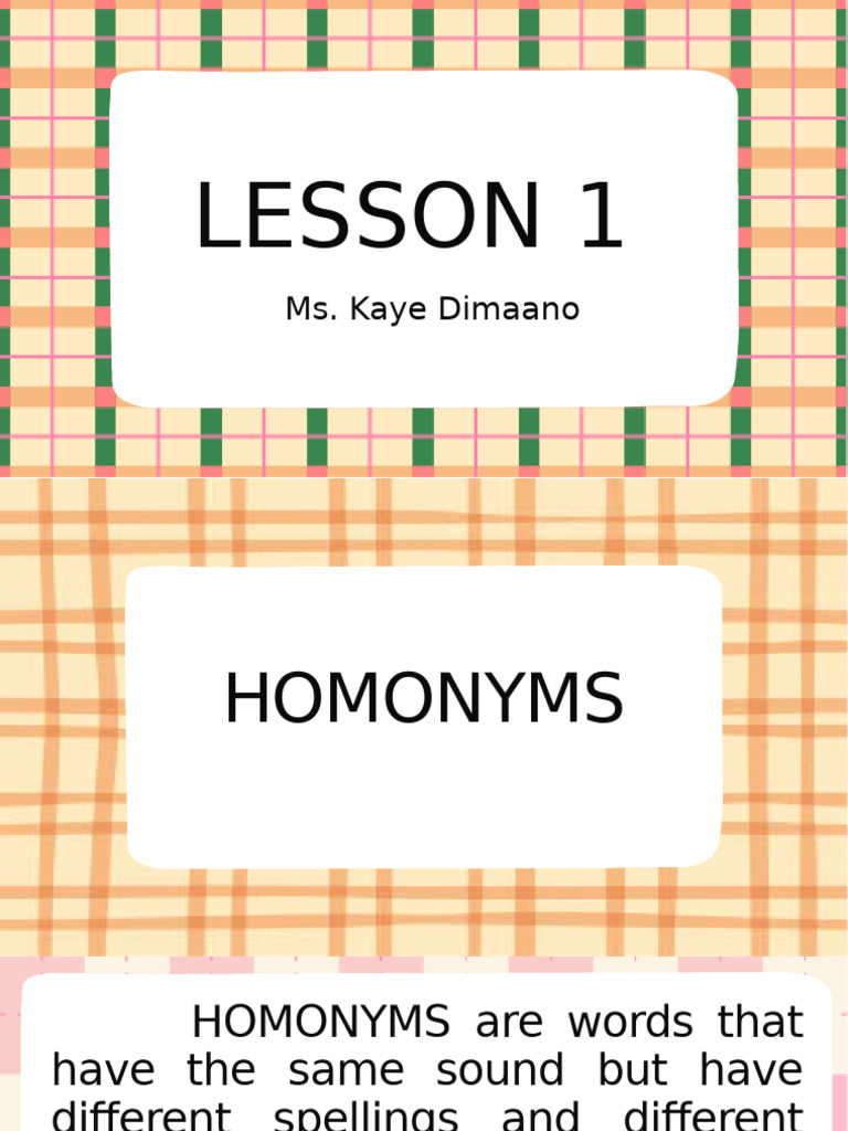 Lesson 1 Homonyms | PDF