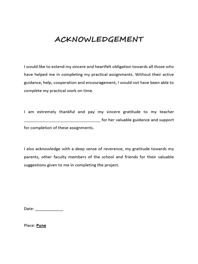 Student Project Acknowledgement | PDF