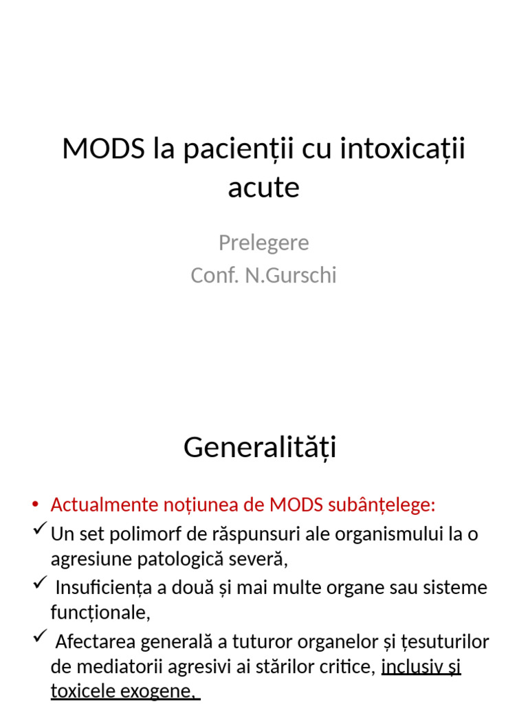 MODS La Intoxicaţii Acute II | PDF