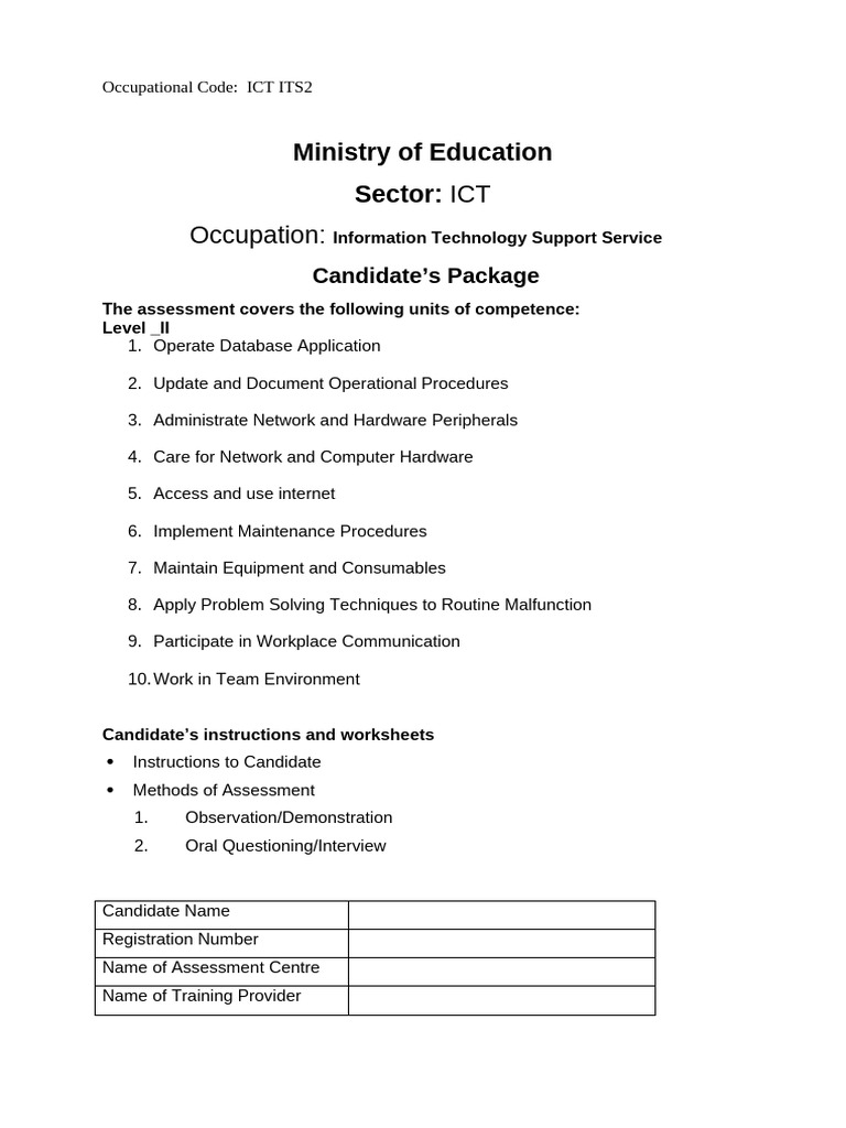Candidate's Package for IT Support Level 1 | PDF | Internet | Computer ...
