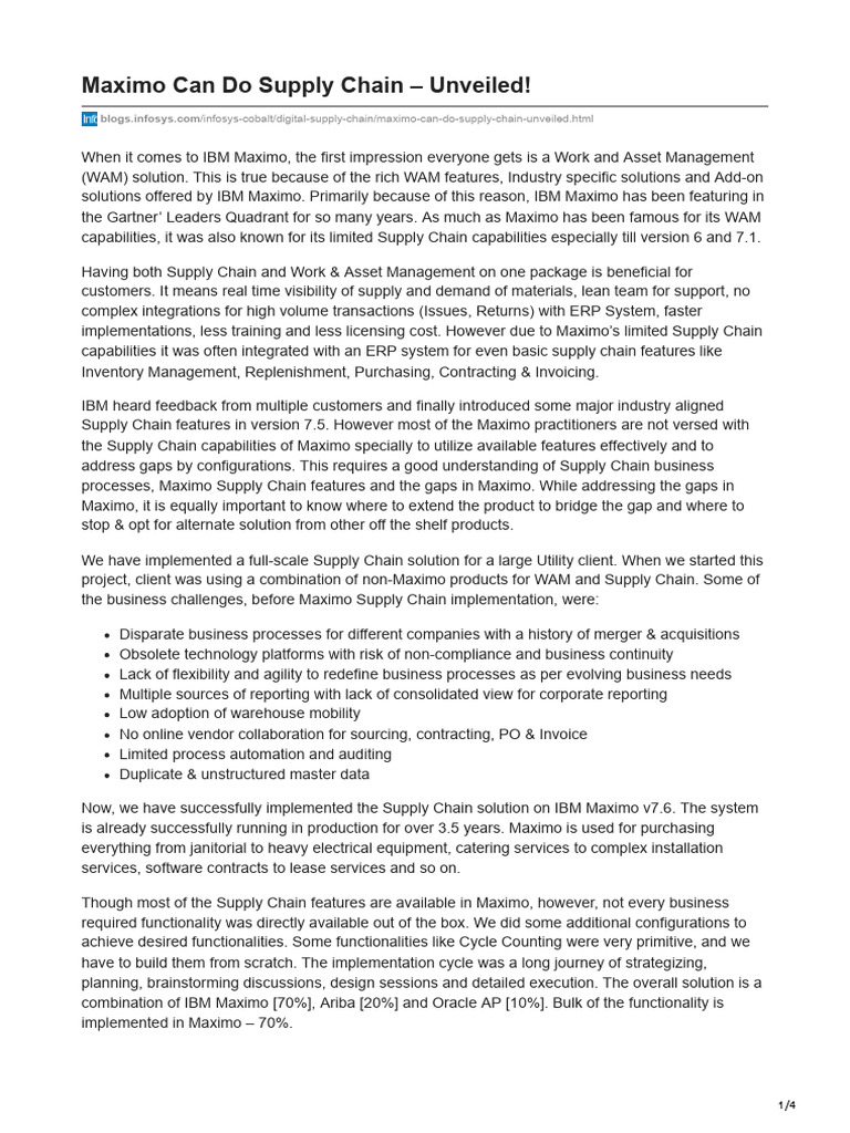 Maximo Can Do Supply Chain Unveiled | PDF | Supply Chain | Enterprise ...