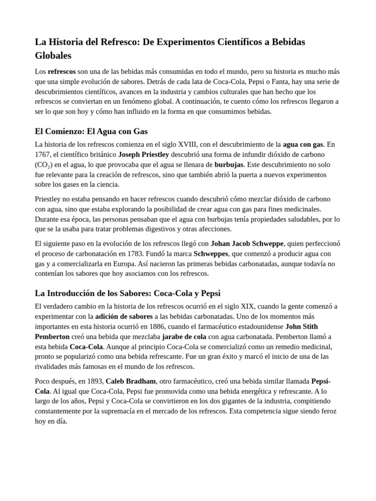 Evolución Global de los Refrescos | PDF | Refresco | Coca Cola