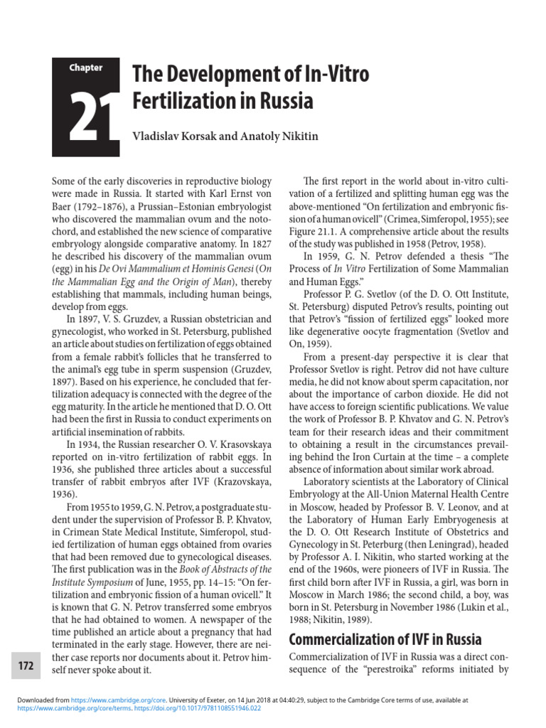 The Development of Invitro Fertilization in Russia | PDF | In Vitro ...