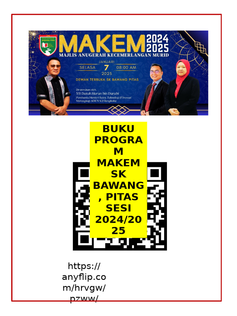 Buku Progra M Makem SK Bawang, Pitas Sesi 2024/20 25: Anyflip - Co M/HRVGW/ PZWW | PDF