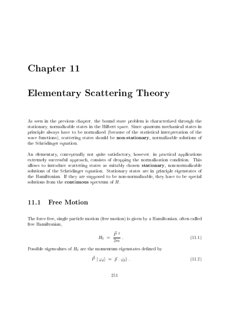 Elementary Scattering Theory: 11.1 Free Motion | PDF | Wave Function | Hamiltonian (Quantum ...
