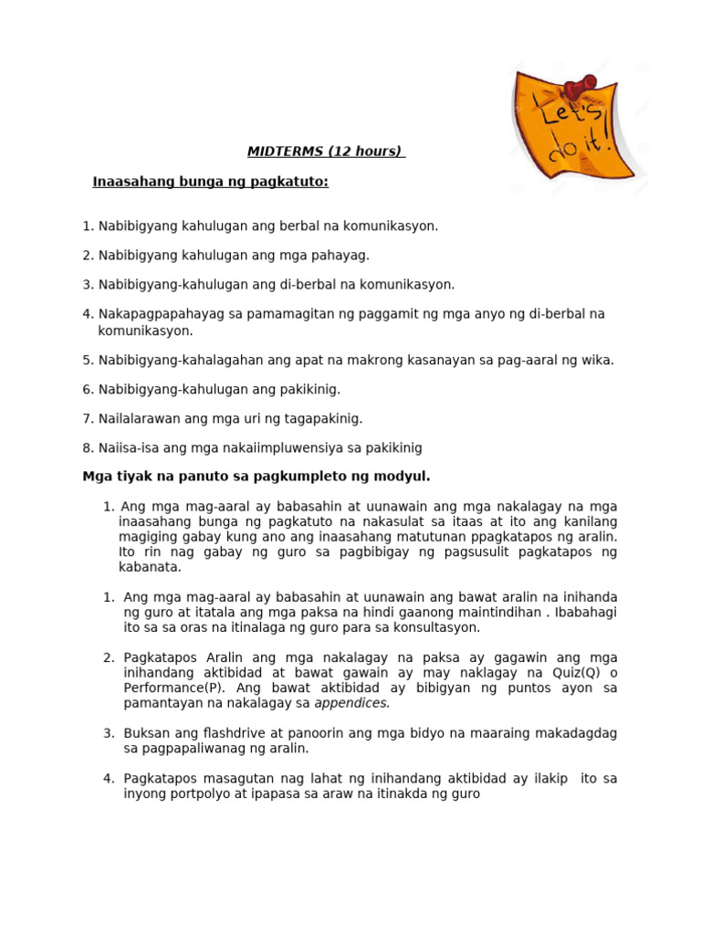 Komunikasyon Berbal at Di Berbal Na Komunikasyon 2 | PDF