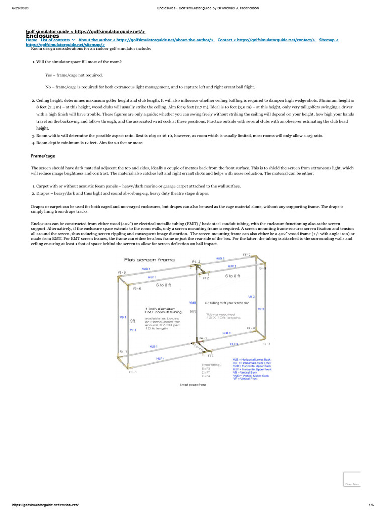 Enclosures - Golf Simulator Guide by DR Michael J. Fredrickson | PDF