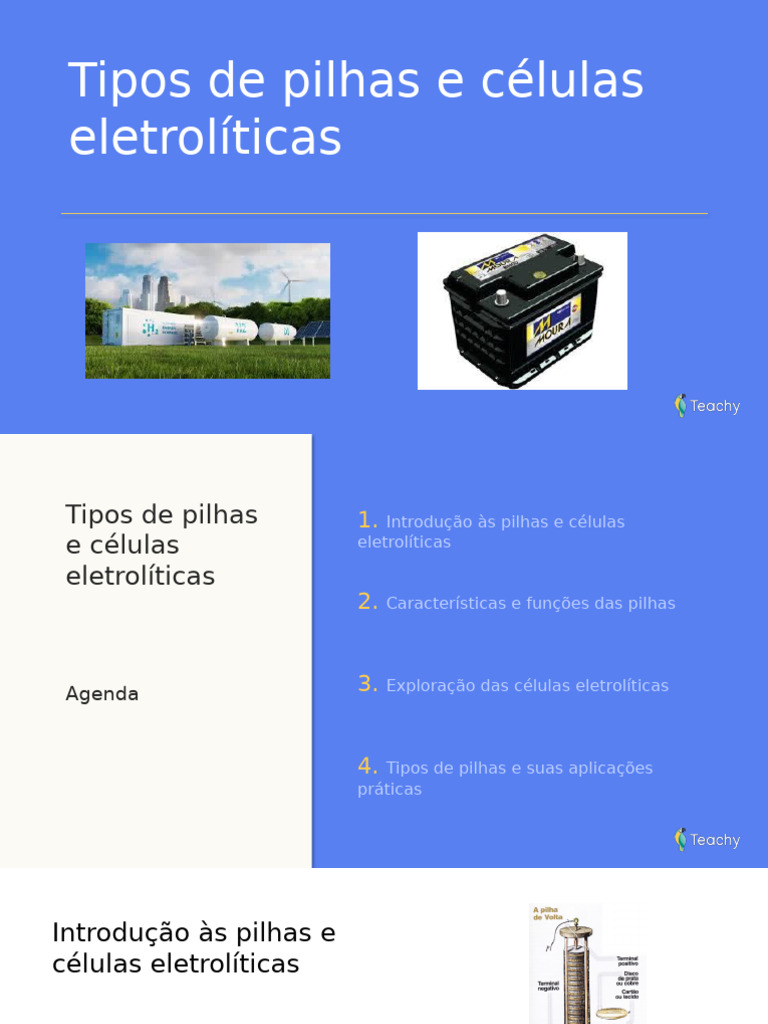 Tipos de Pilhas e Células Eletrolíticas | PDF | Eletrodo | Química