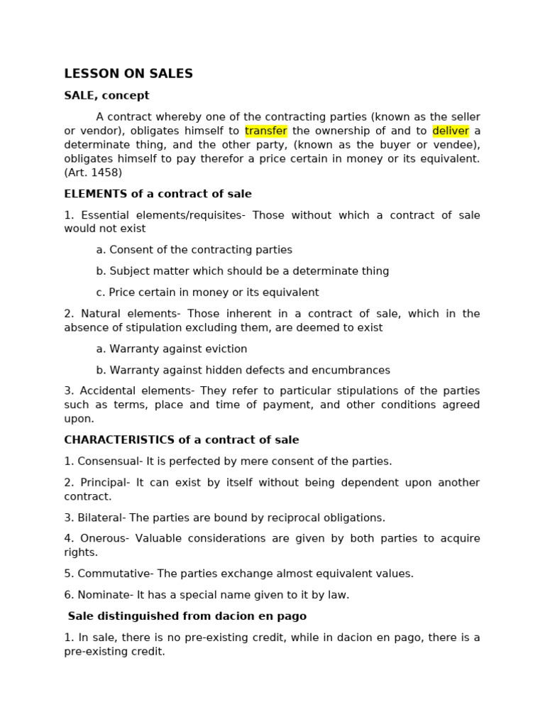 SALES-LESSON-1 | PDF | Auction | Offer And Acceptance