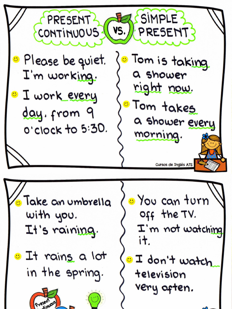 Diferencia Entre Presente Simple y Presente Continuo | PDF
