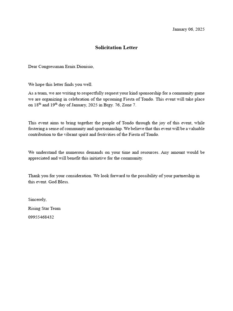 Solicitation Letter | PDF