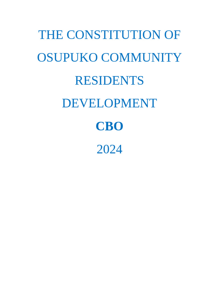 Constitution of Osupuko CBO | PDF | Discrimination