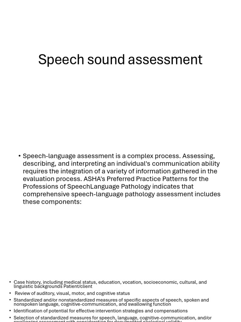 Speech sound assessment | PDF | Speech | Human Voice
