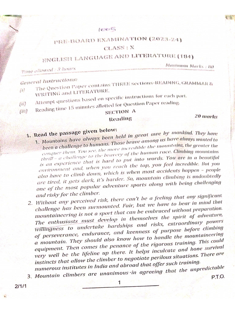 English Practice Paper | PDF