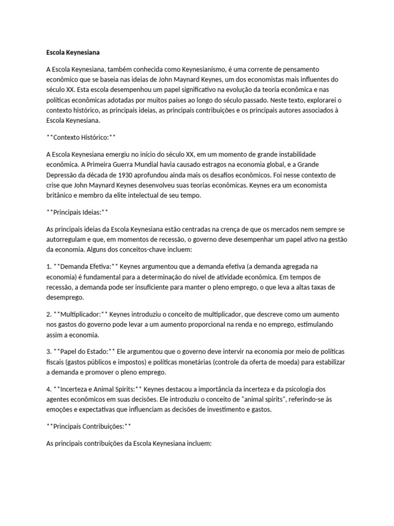 Escola Keynesia-WPS Office | PDF | Economia | Economia keynesiana