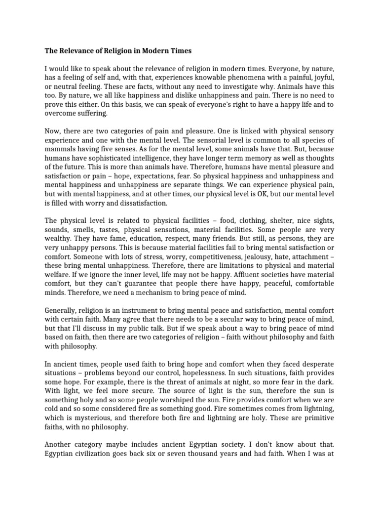 The Role of Religion in Modern Life | PDF | Ātman (Hinduism) | God
