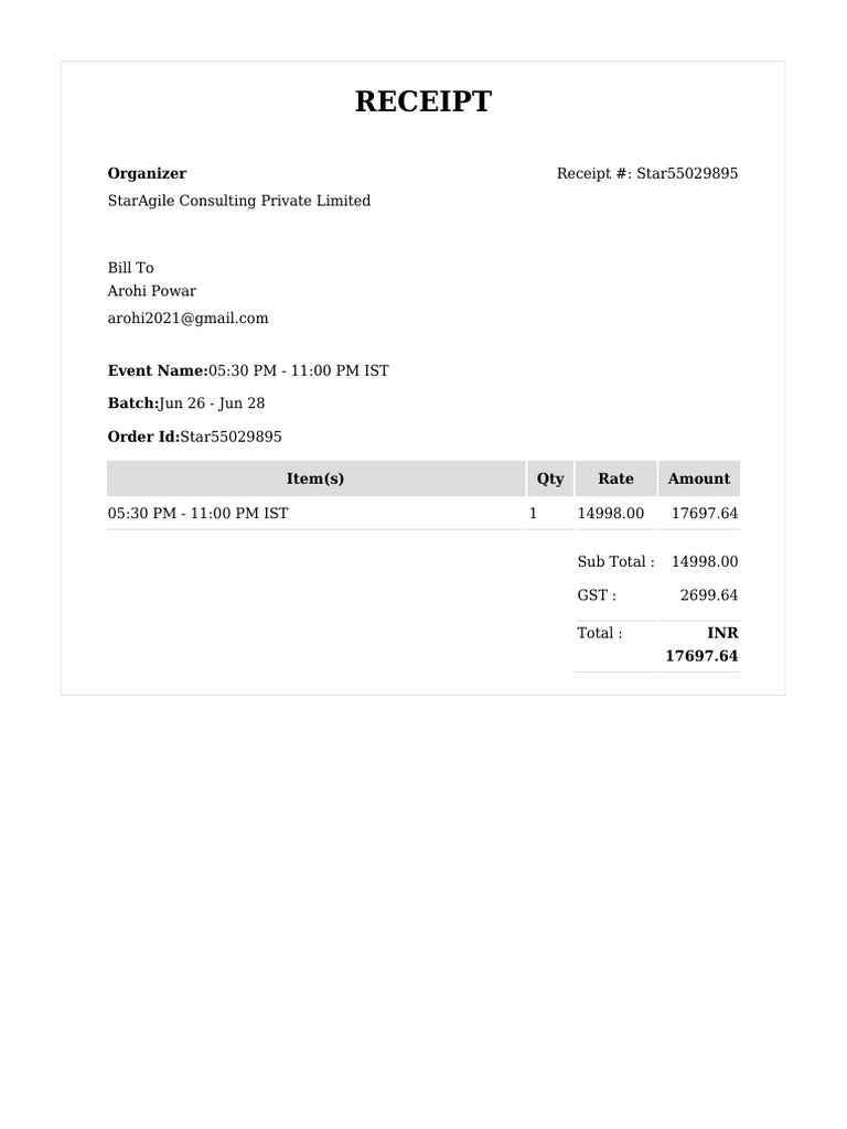 Training Event Receipt | PDF