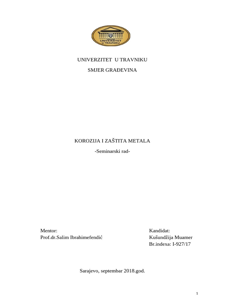 Korozija I Zaštita Metala | PDF