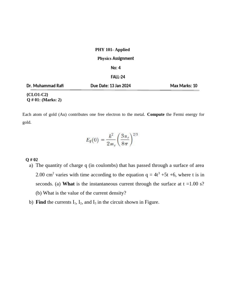 Assignment 4 (Applied Physics) | PDF