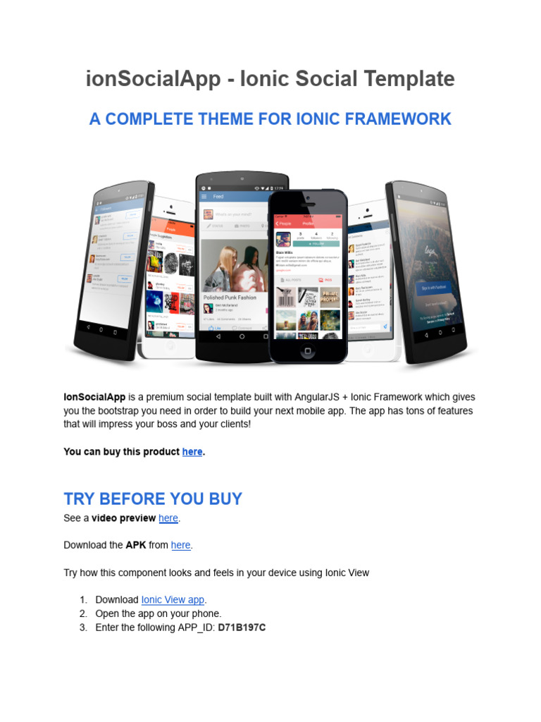 Ionic Social App Template Overview | PDF | Mobile App | Ios