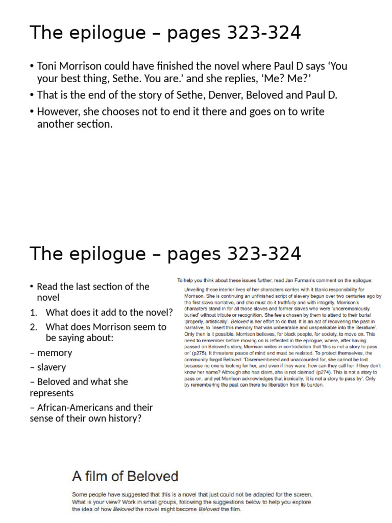 Beloved - The Epilogue - Pages 323-324 - 10-01-25 | PDF