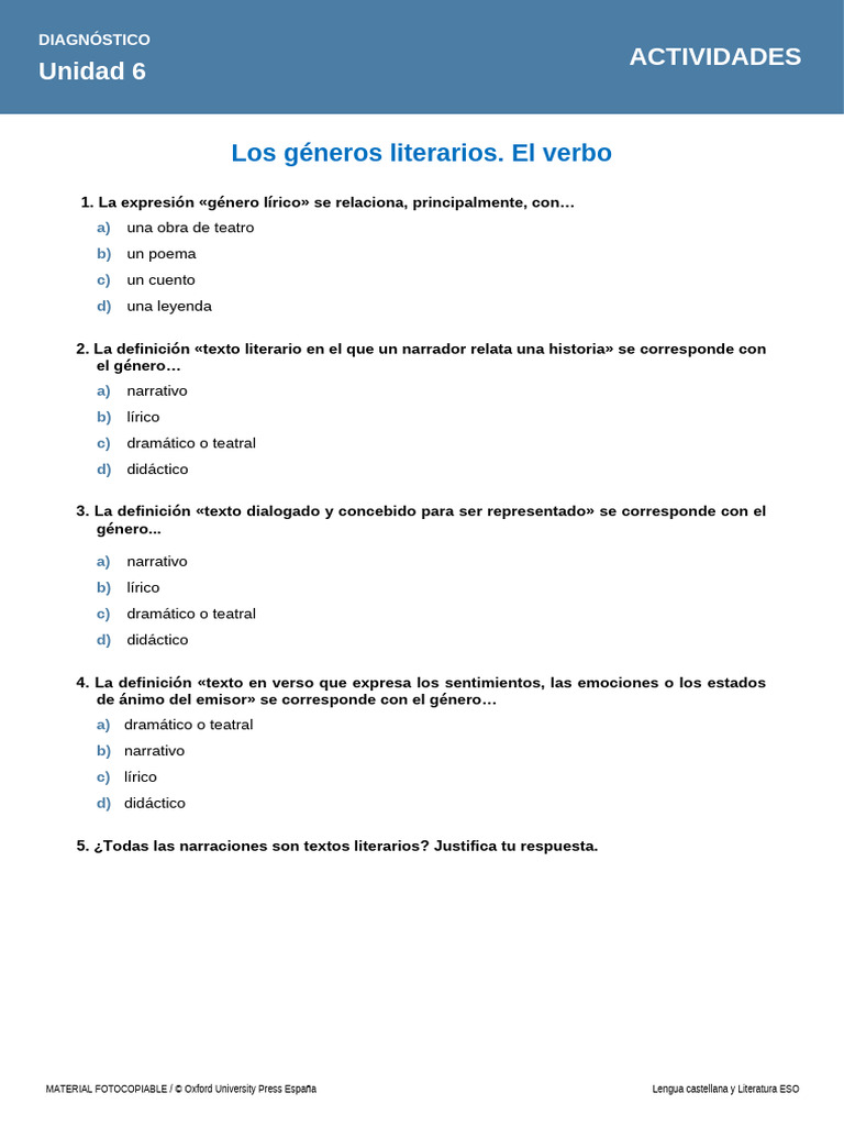 U6 Act Sol Diagnostico | PDF | Narración | Verbo