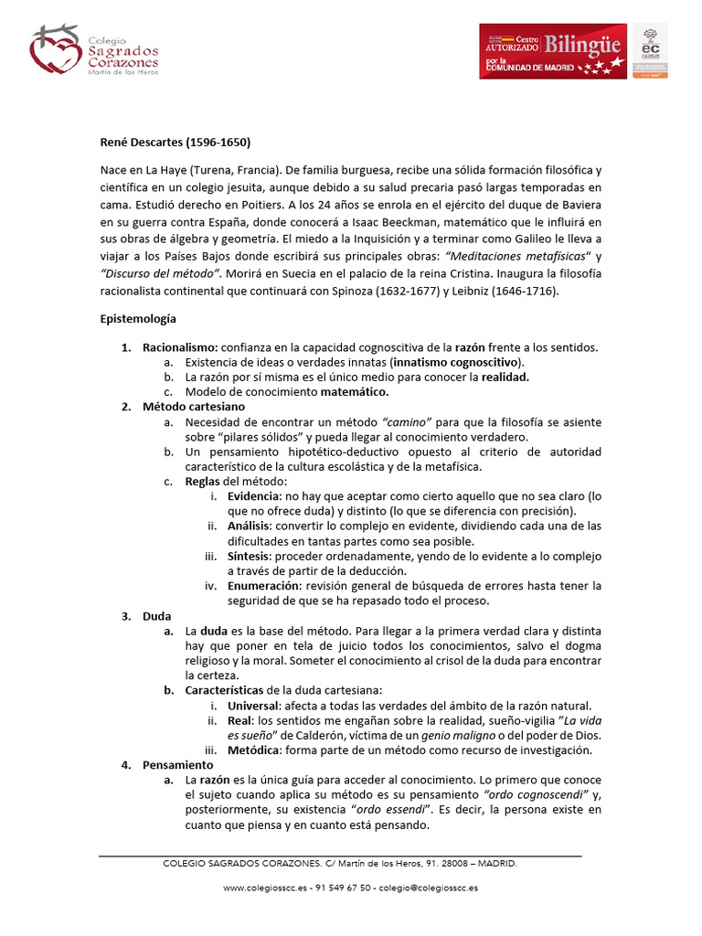 Descartes Epistemología | PDF | René Descartes | Existencia