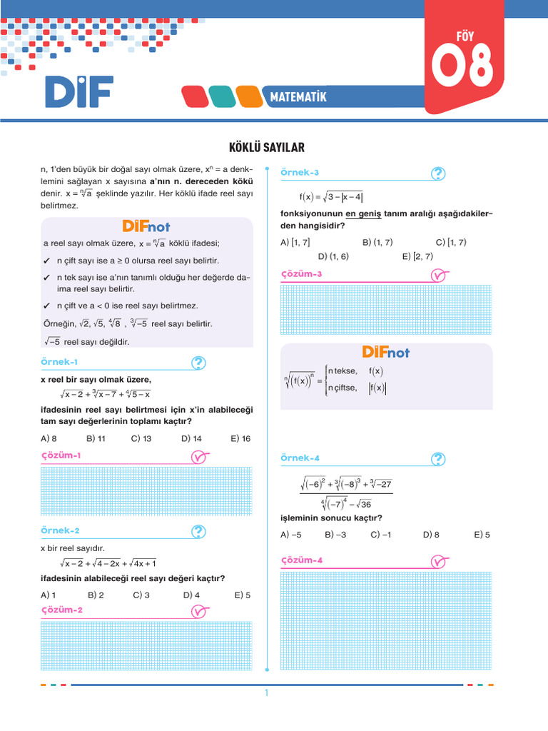 08-Köklü Sayilar | PDF