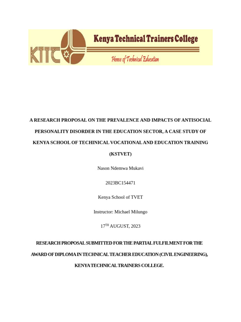 Nason (ASPD) Project Proposal | PDF | Antisocial Personality Disorder | Cognitive Behavioral Therapy