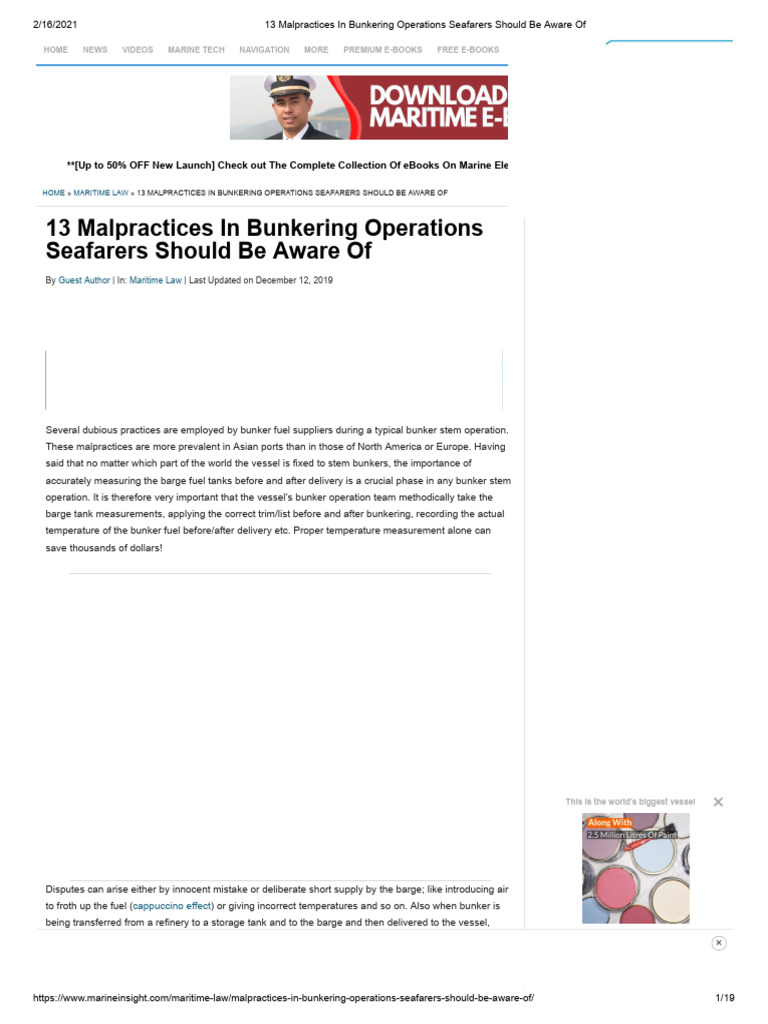 13 Malpractices in Bunkering Operations Seafarers Should Be Aware of ...