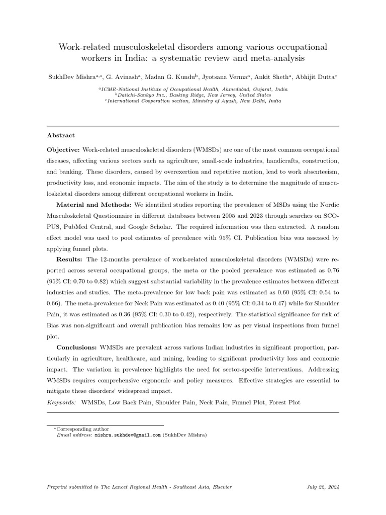 WMSDs Meta Analysis Paper V3 | PDF | Systematic Review | Estimator
