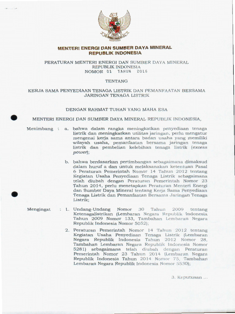 Permen ESDM Nomor 1 Tahun 2015 | PDF