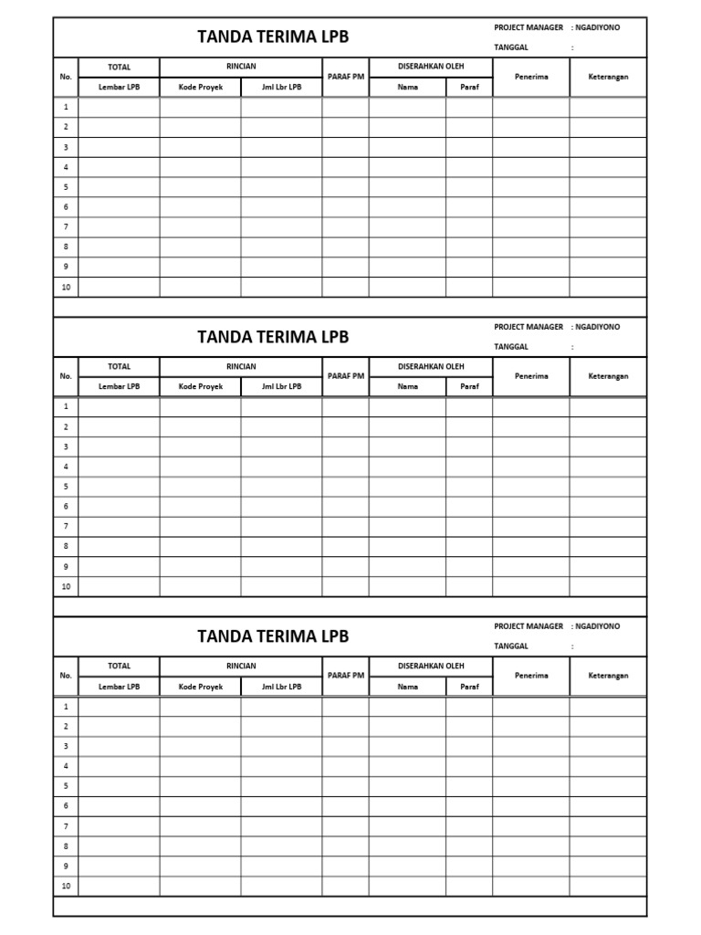 Tanda Terima LPB KCBM | PDF