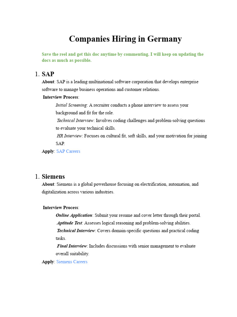 Top Companies Hiring in Germany | PDF | Job Interview | Résumé
