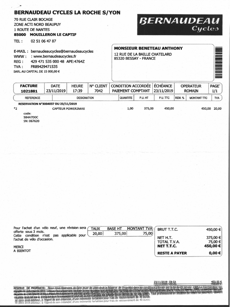 Facture Power Max | PDF