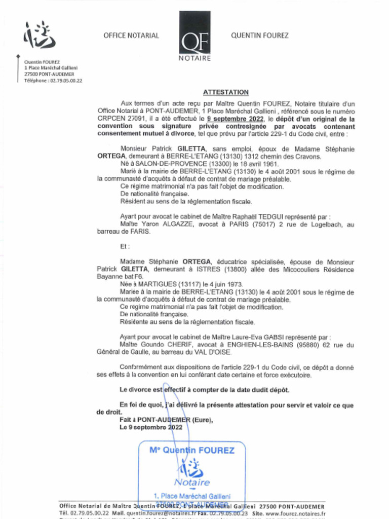 Attestation Divorce | PDF