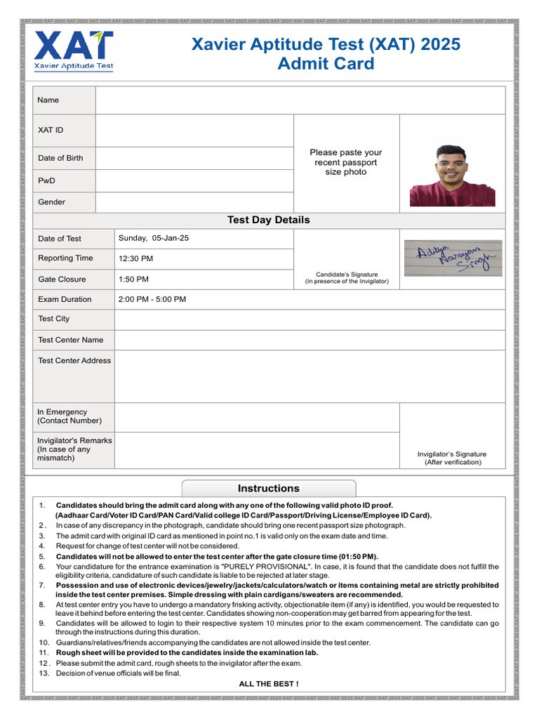 Admit Card (1) | PDF | Identity Document | Government And Personhood