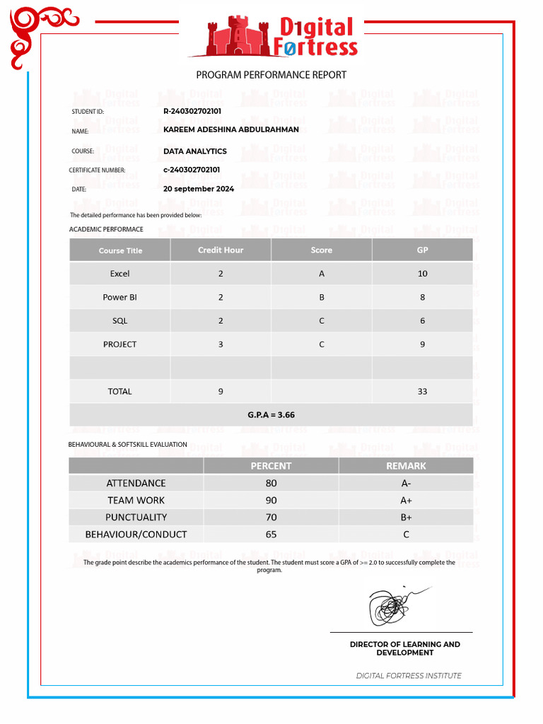Data Analytics Program Performance Report | PDF