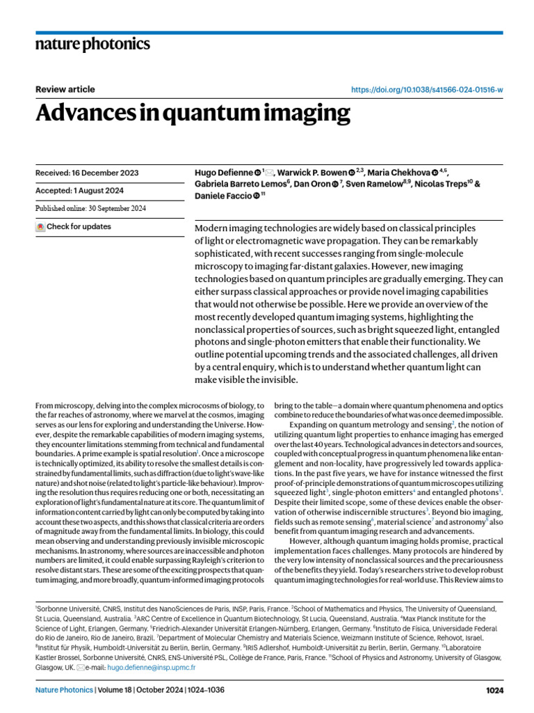 Advances in quantum imaging@QuantumSTEM | PDF | Microscopy | Photon
