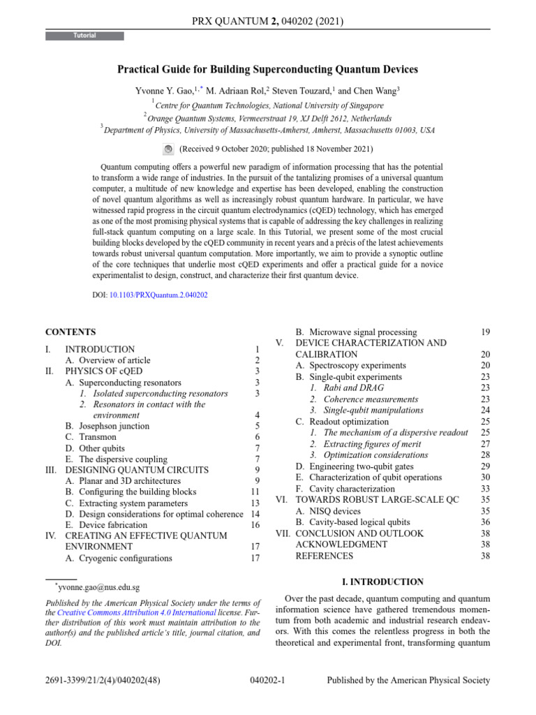 Practical Guide for Building Superconducting Quantum Devices | PDF | Quantum Computing ...