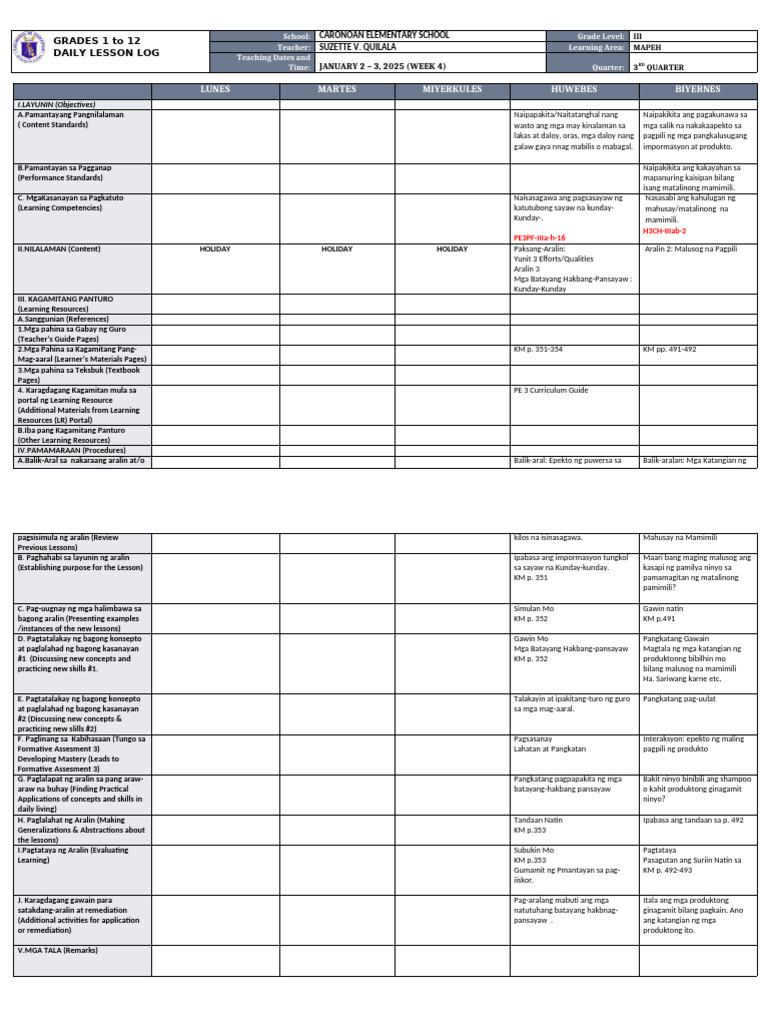 DLL_MAPEH 3_Q3_W4 | PDF