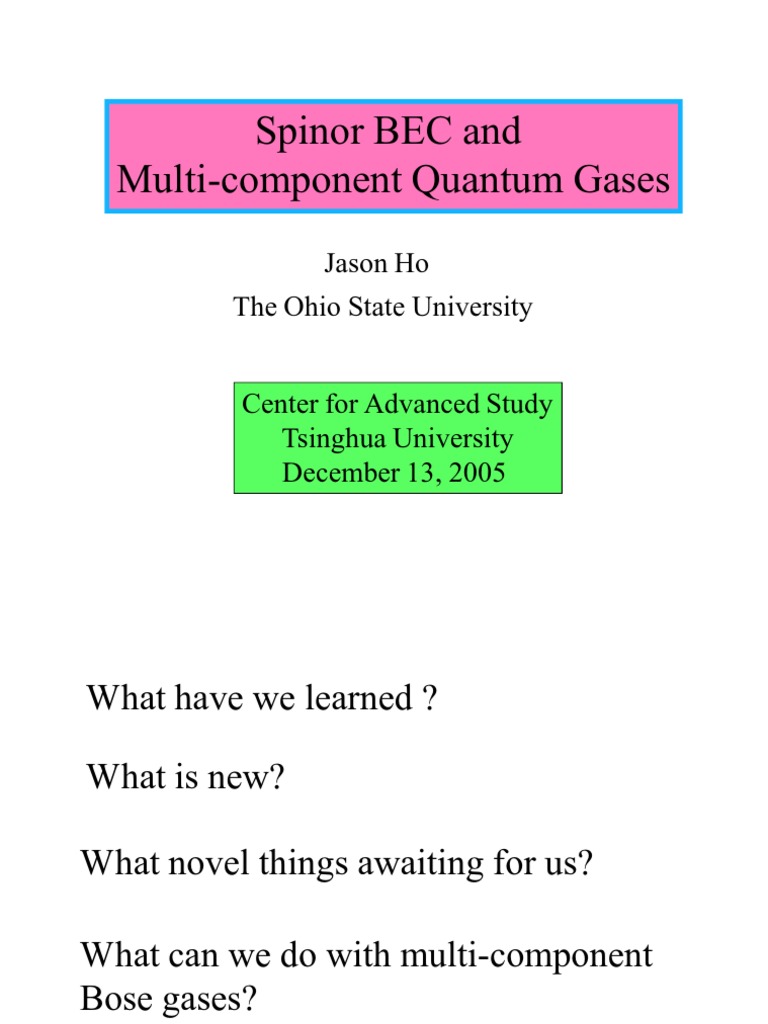 Jason Ho - Spinor-BEC and Multi-Component Quantum Gases | PDF | Spin ...