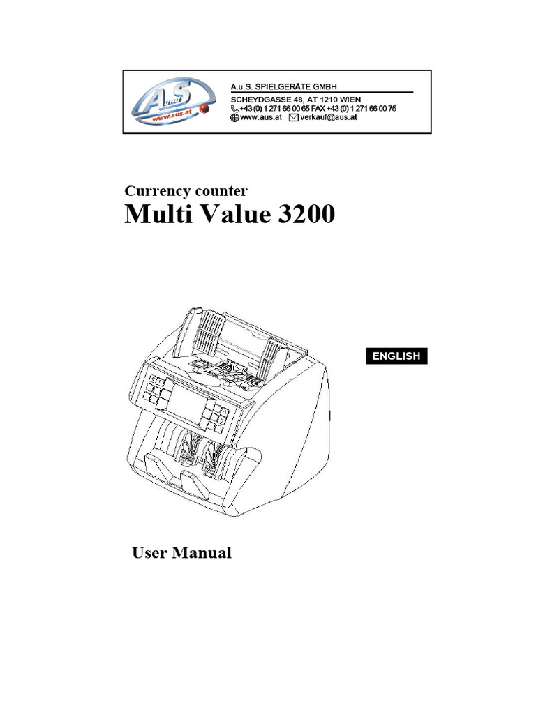 Multi Value 3200 Currency Counter Manual | PDF | Menu (Computing ...