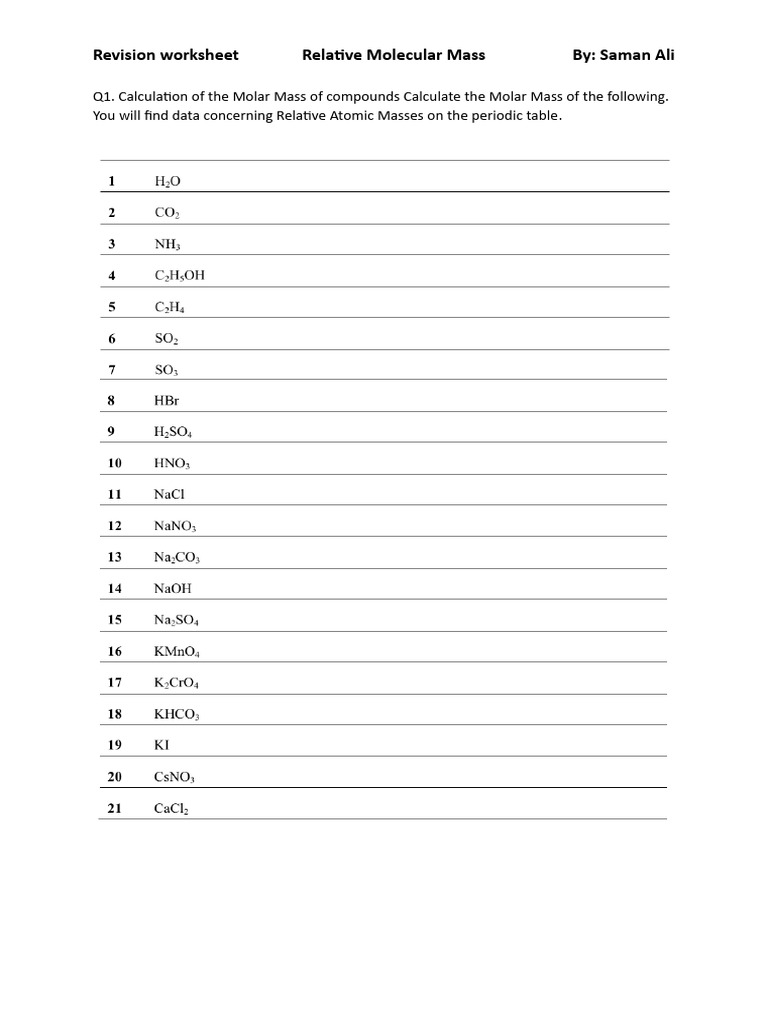 MR Calculations Worksheet | PDF